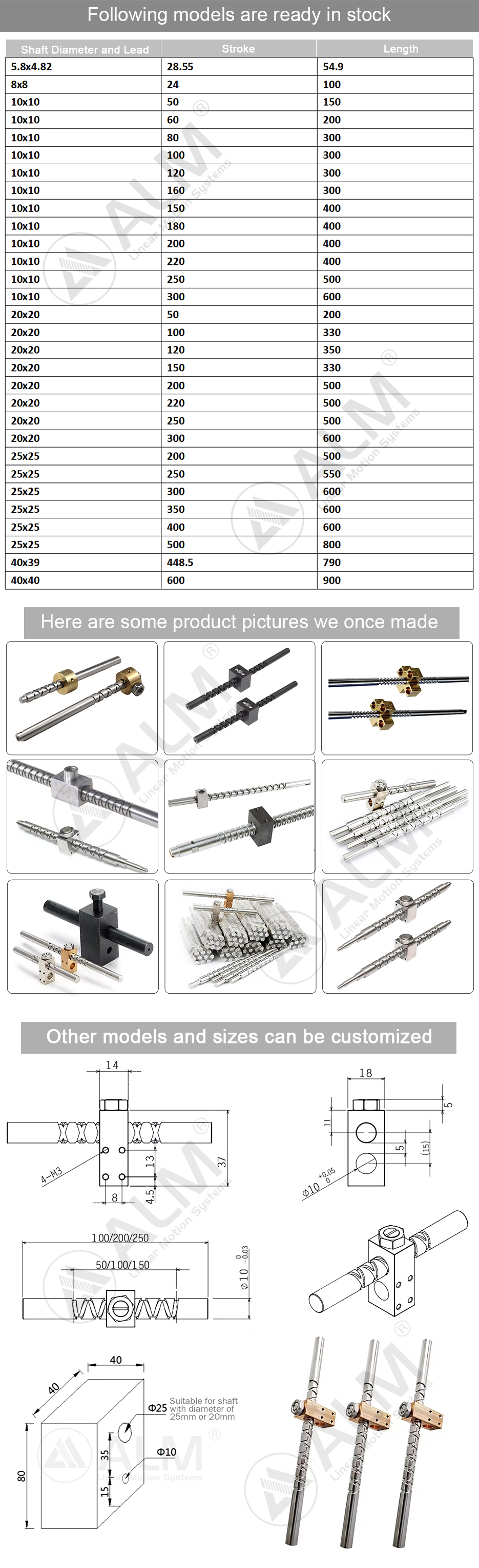 10mm High Speed 10x10 Self Reversing Screw with Brass Nut from China ...