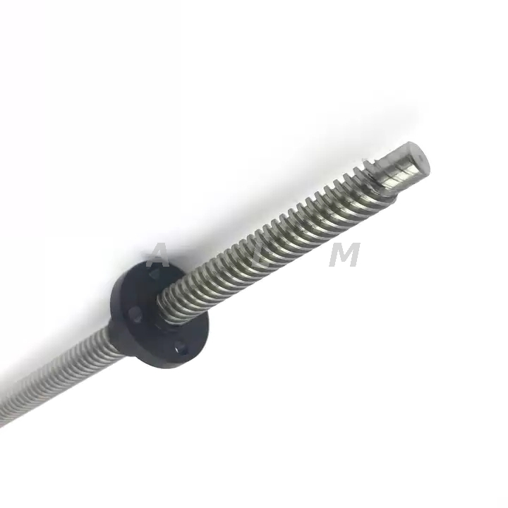 T8 Lead 4mm Trapezoidal Tr8x4 Lead Screw with Self-lubricating POM Flange Nut from China ...